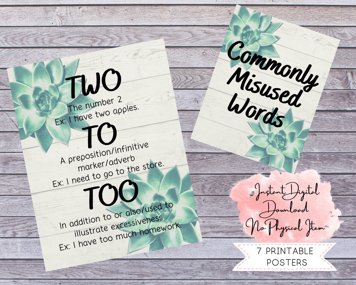 Printable ELA Poster, Printable Poster Set, Words Poster, English ...