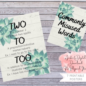 Printable ELA Poster, Printable Poster Set, Words Poster, English ...
