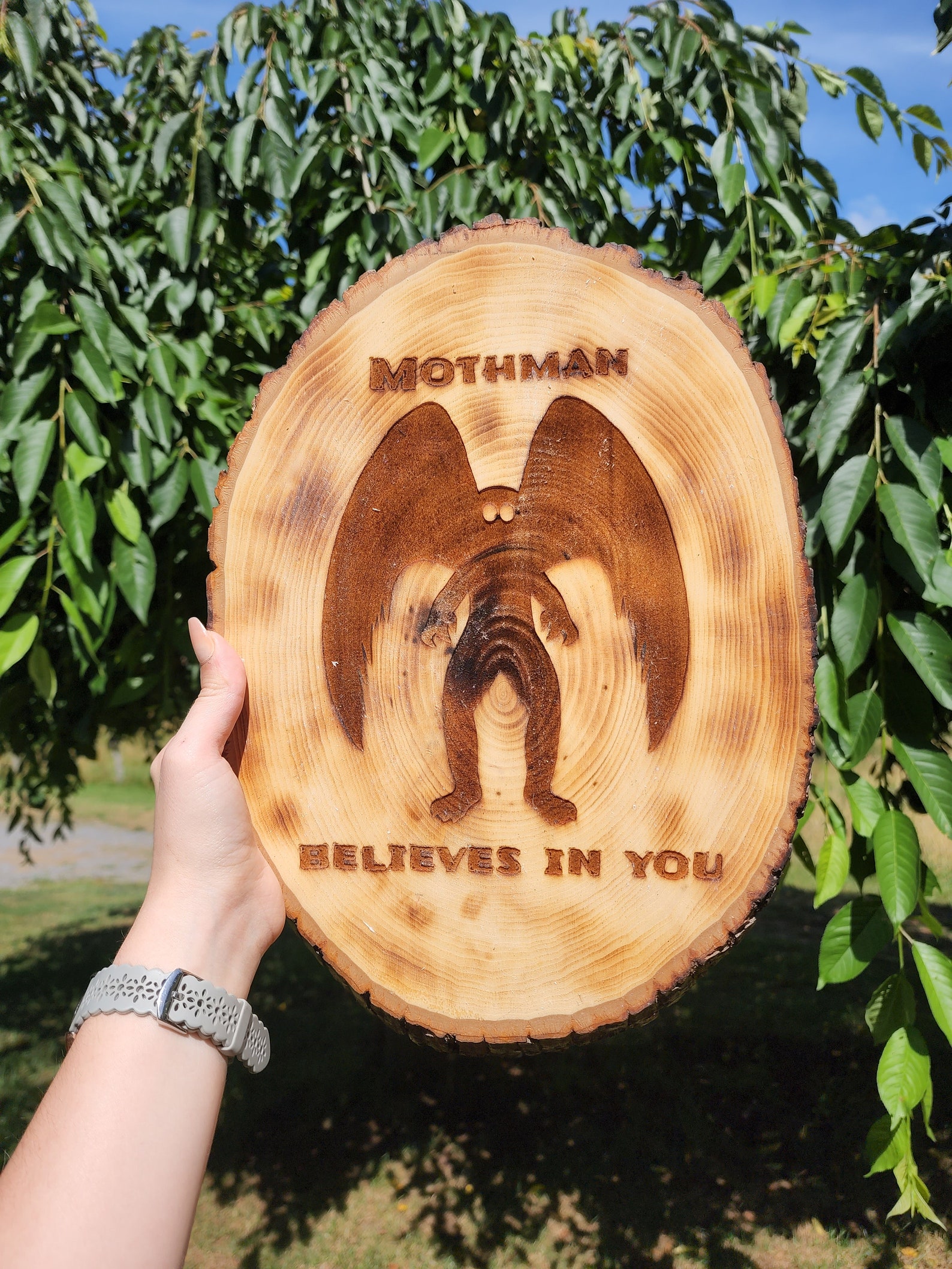 Live Edge Mothman Sign Mothman Art Mothman Believes in You - Etsy