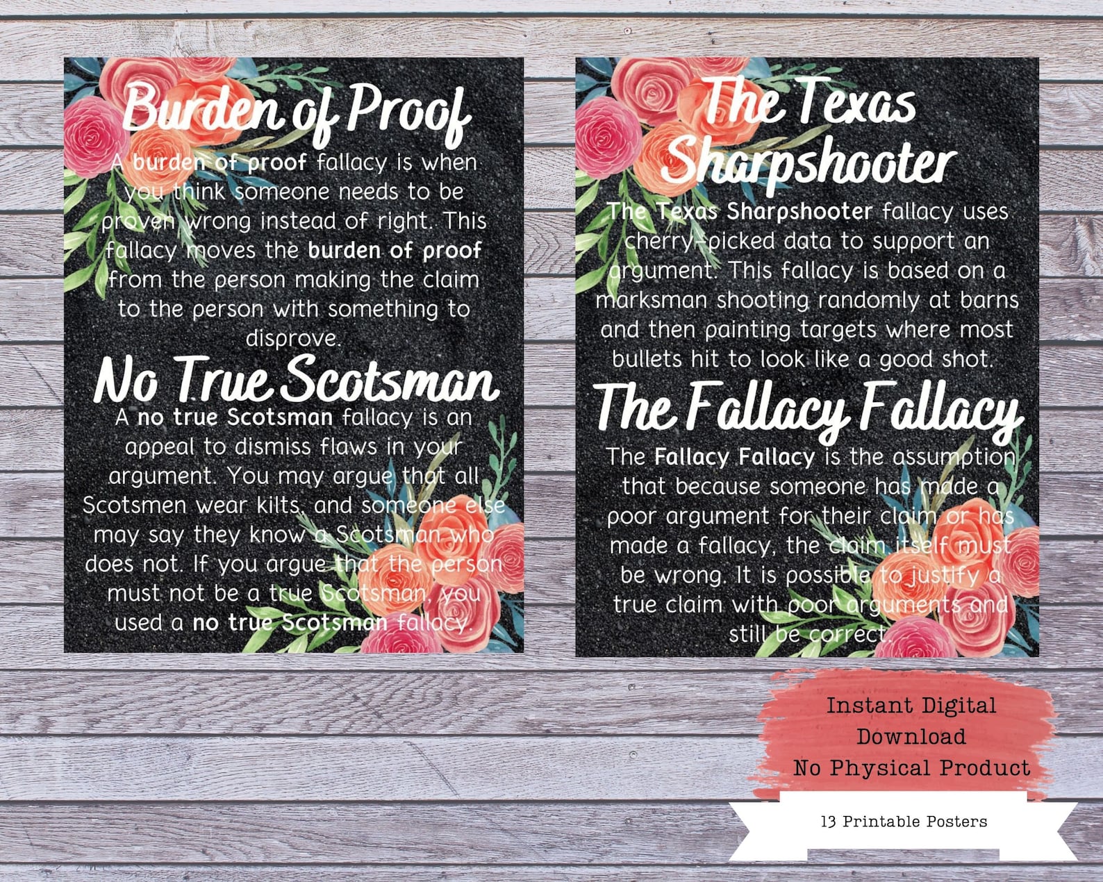 Logical Fallacies Printable Poster Set Fallacies Posters - Etsy