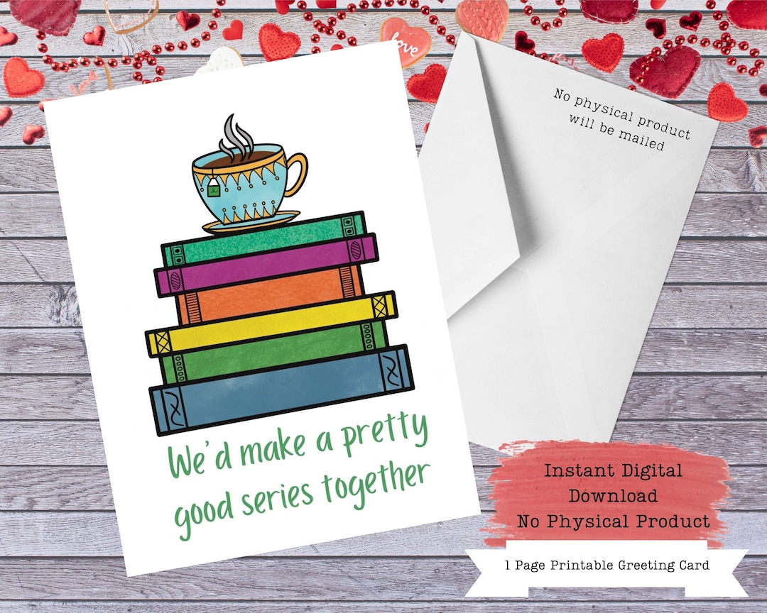 Book Valentine Card, Valentines for Readers, Reader Gift, Library ...