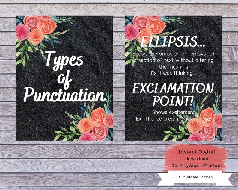 Printable ELA Poster Punctuation Poster English Teacher - Etsy