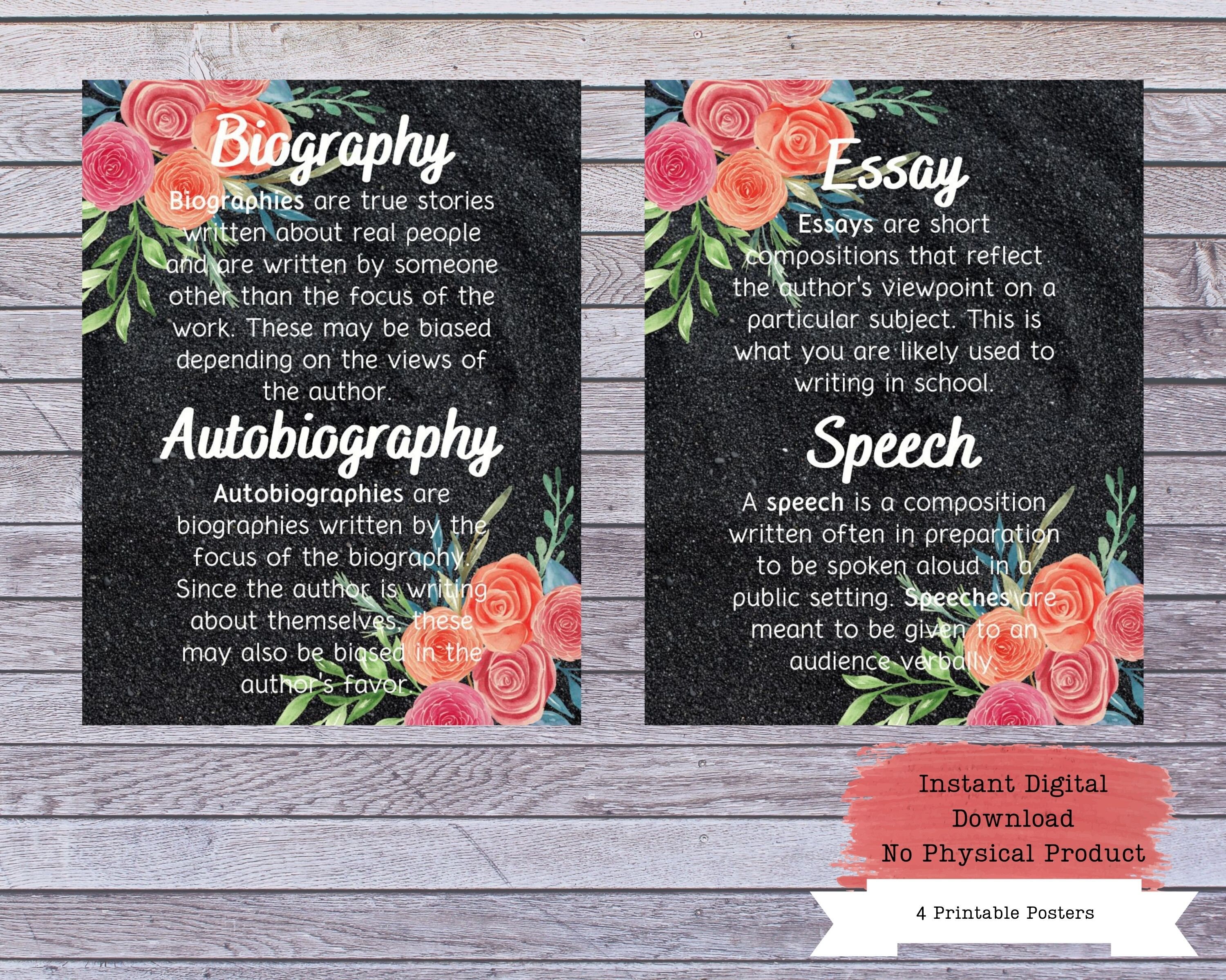 Nonfiction Literary Genres Printable Poster Set Literary | Etsy