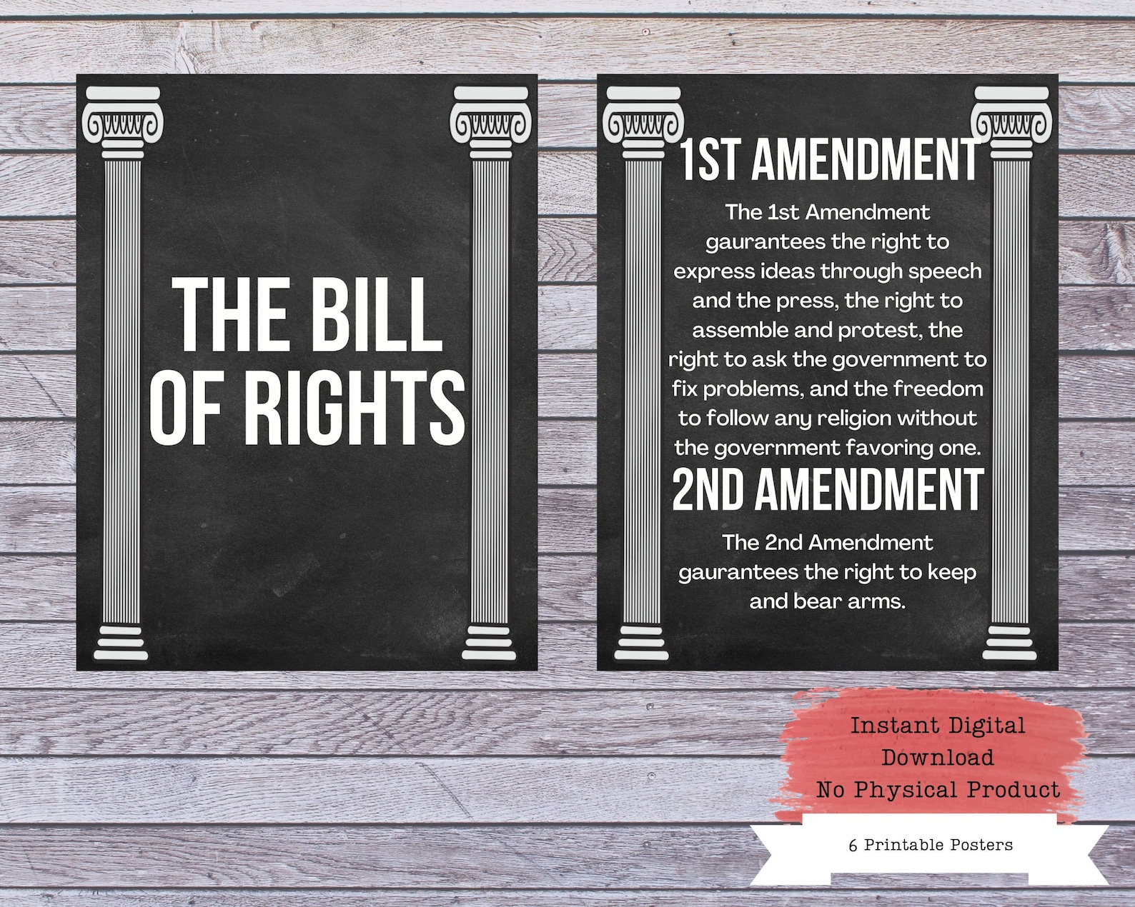 Bill of Rights Printable Poster Set US Constitution Wall Art - Etsy