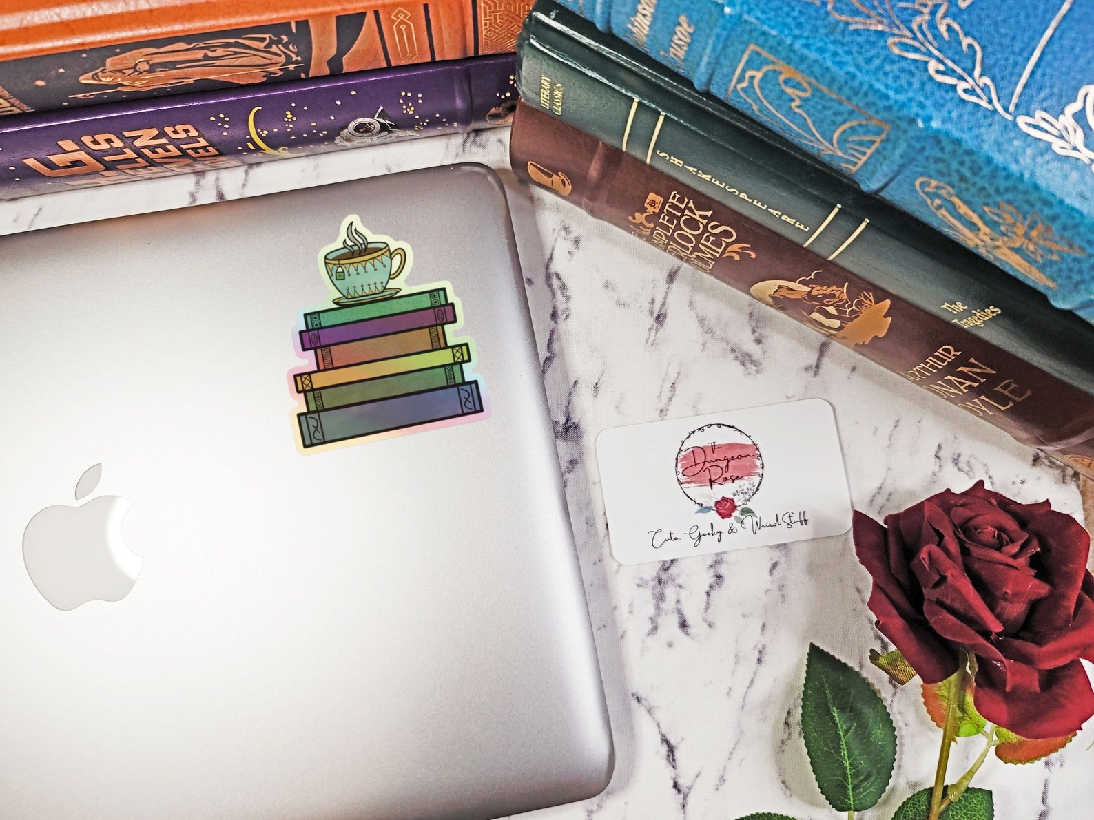 Book Stack Sticker Holographic Sticker Book Stickers | Etsy