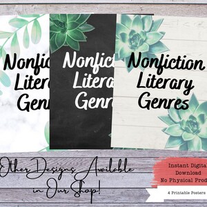 Nonfiction Literary Genres Printable Poster Set, Literary Posters ...