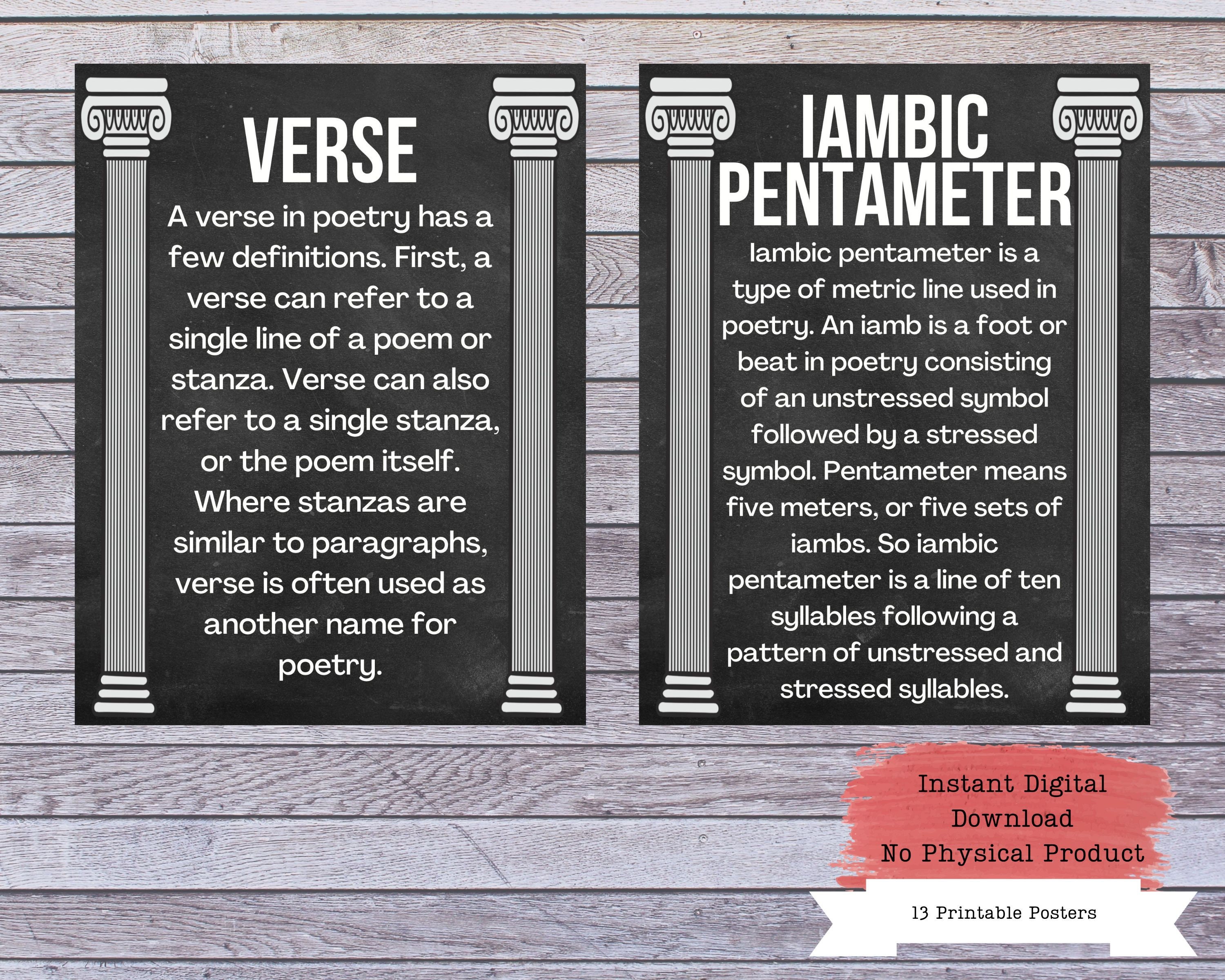 Poetry Terms Printable Poster Set Literary Devices - Etsy Australia