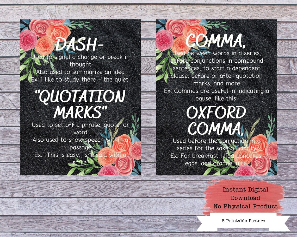 Printable ELA Poster Punctuation Poster English Teacher - Etsy