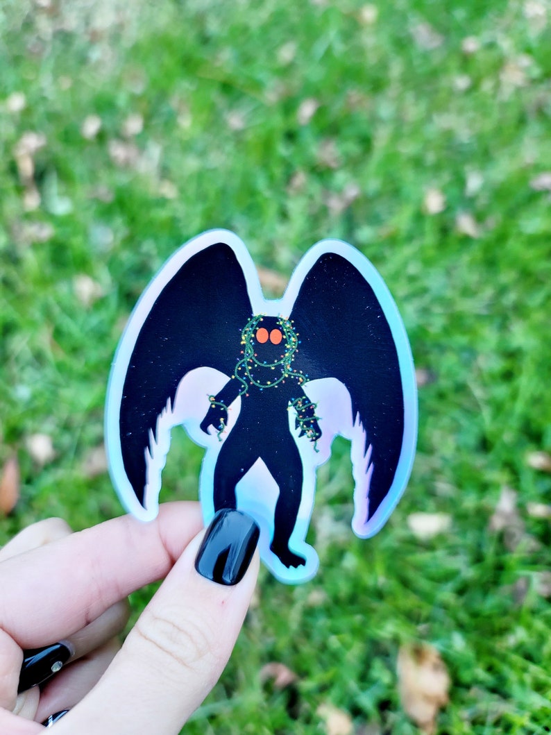 Holographic Mothman Christmas Sticker Cryptid Art Cryptid | Etsy