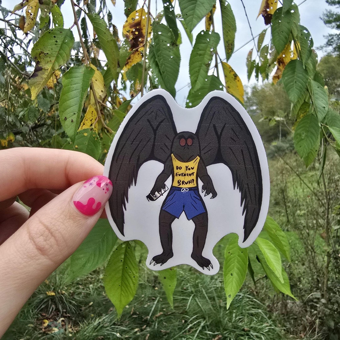 Gym Bro Mothman Sticker, Cryptid Art, Cryptid Club, Cryptid Decor ...