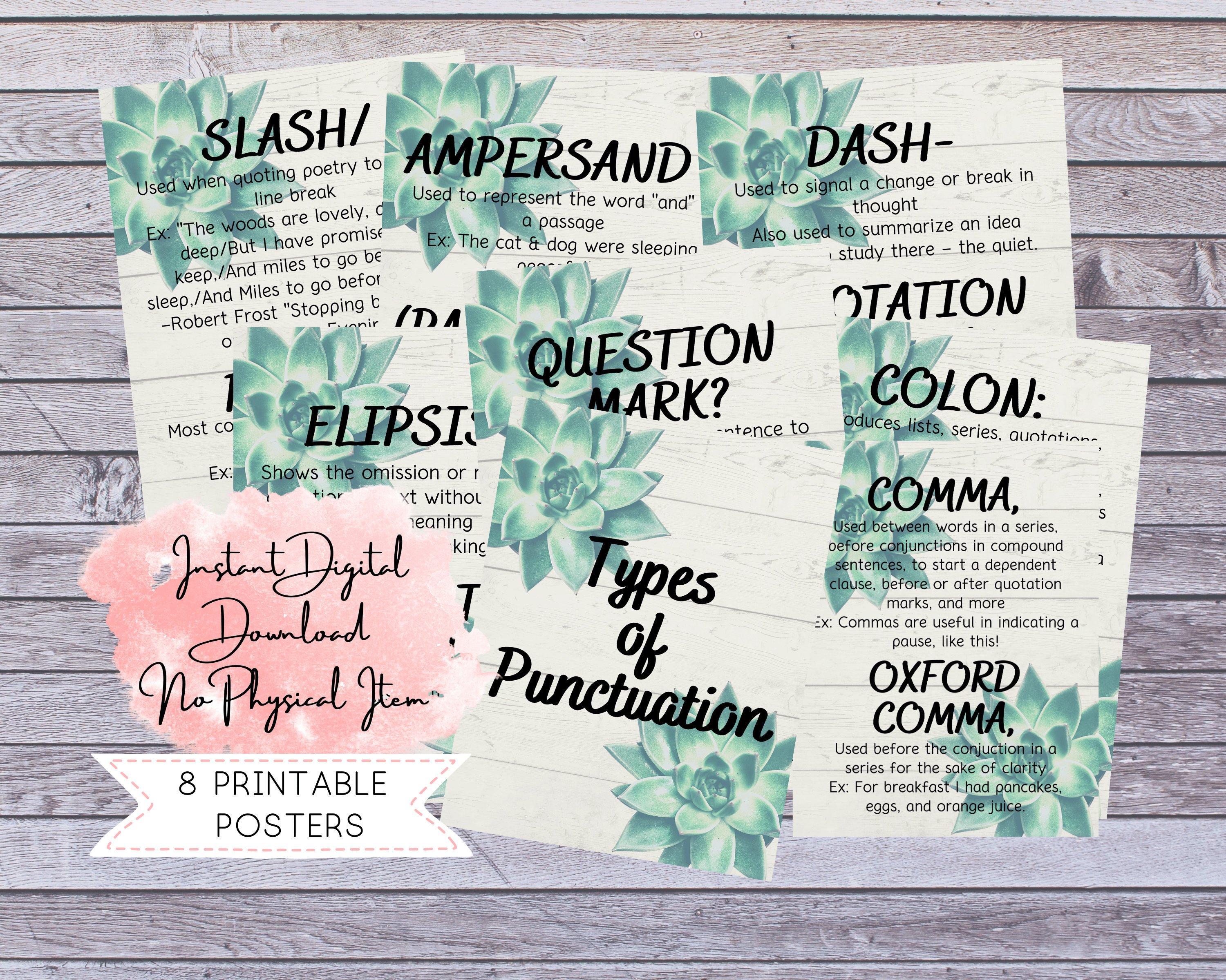 Wall Hangings Home Décor English Classroom Words Poster Punctuation ...