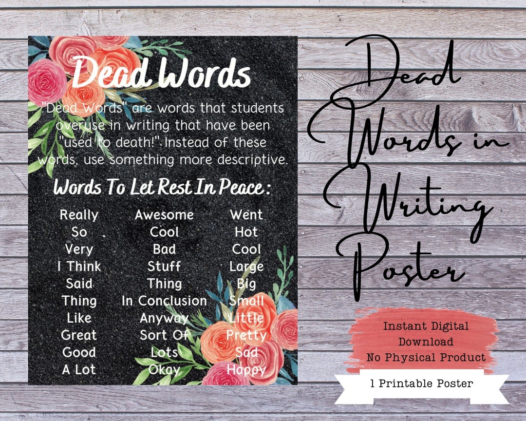 Dead Words in Writing Poster, Essay Writing, Essay Editing, Writing ...