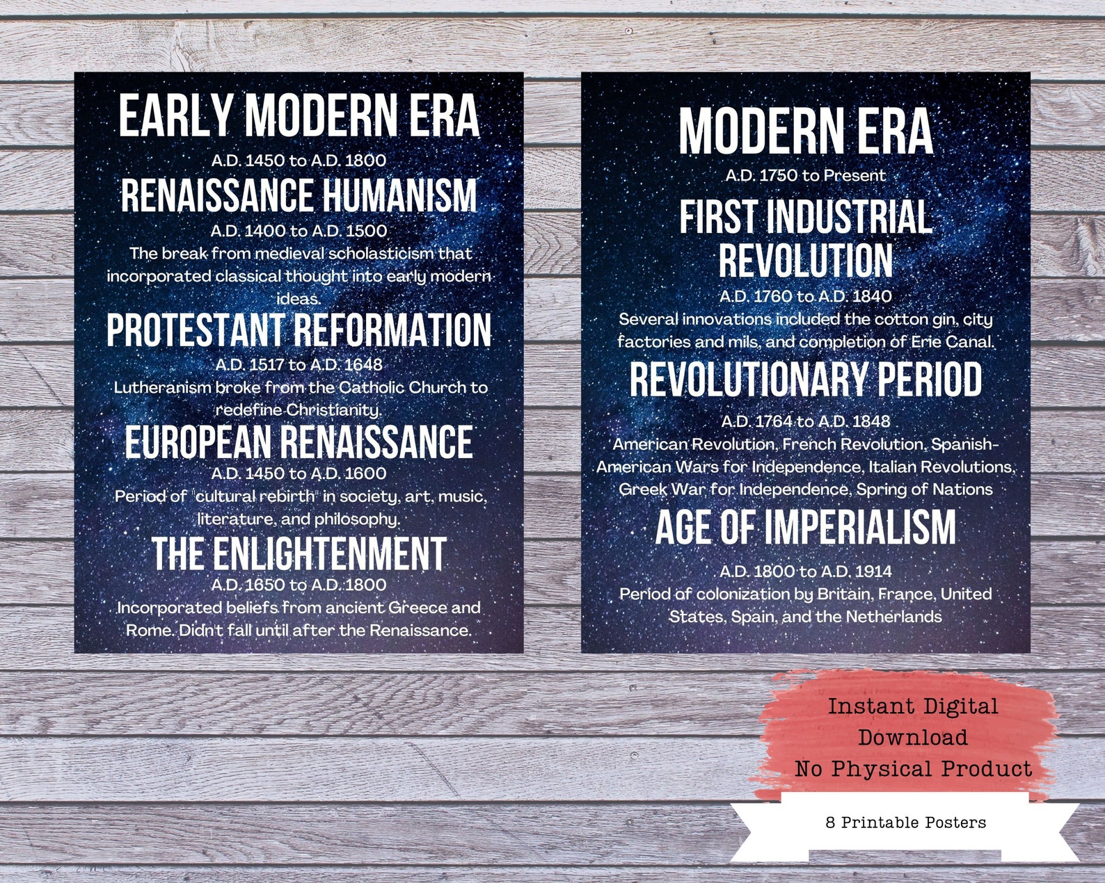 Historical Eras Printable Posters History Timeline World - Etsy