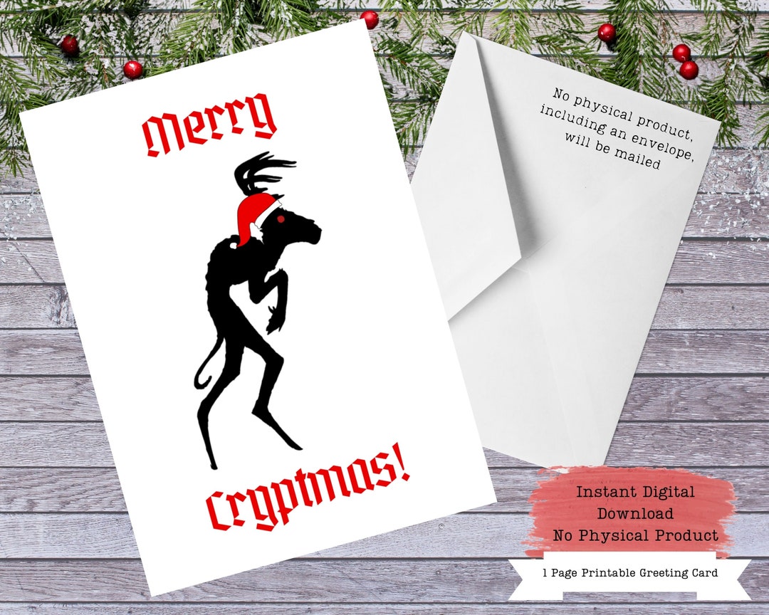 Merry Cryptmas, Wendigo, Printable Cards, Cryptid Christmas, Cryptid ...