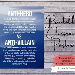 Anti Hero English Classroom Poster, English Teacher, Literature Poster ...