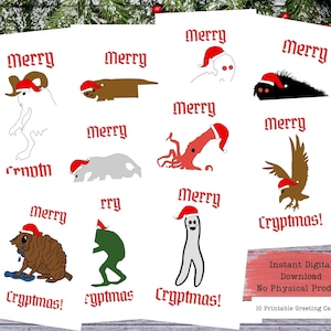 Merry Cryptmas, Cryptid Christmas, Cryptid Cards, Christmas Card Set ...