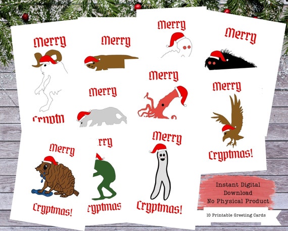 Merry Cryptmas Cryptid Christmas Cryptid Cards Christmas | Etsy