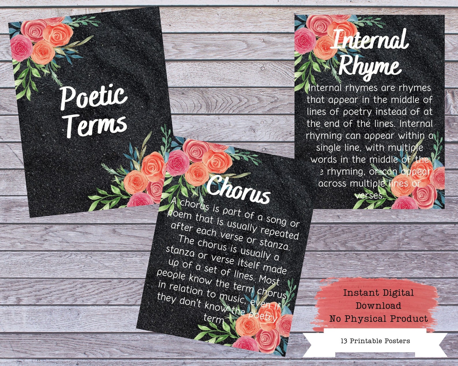 Poetry Terms Printable Poster Set Literary Devices - Etsy