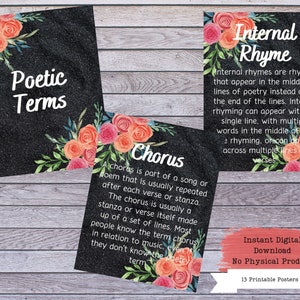 Poetry Terms Printable Poster Set, Literary Devices, Literature Poster ...