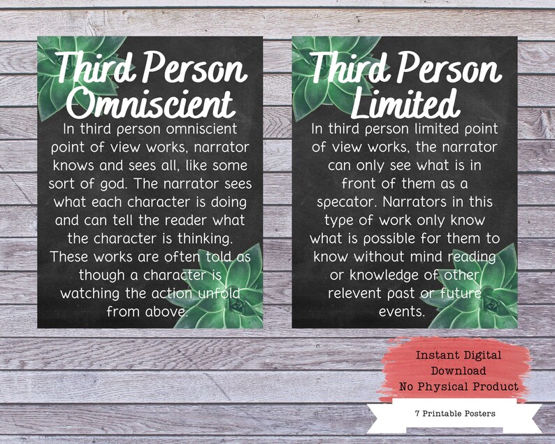 Literary Point of View Printable Poster Set Literature - Etsy