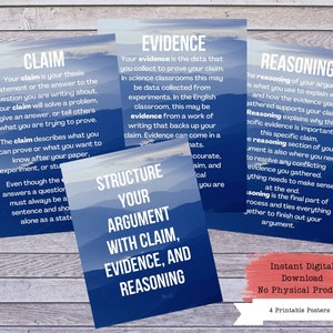 Claim Evidence Reasoning Classroom Posters, Essay Writing Posters ...