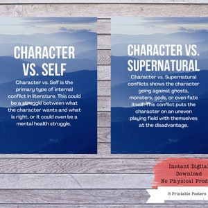 Conflict in Literature Printable Poster Set, Literary Posters ...