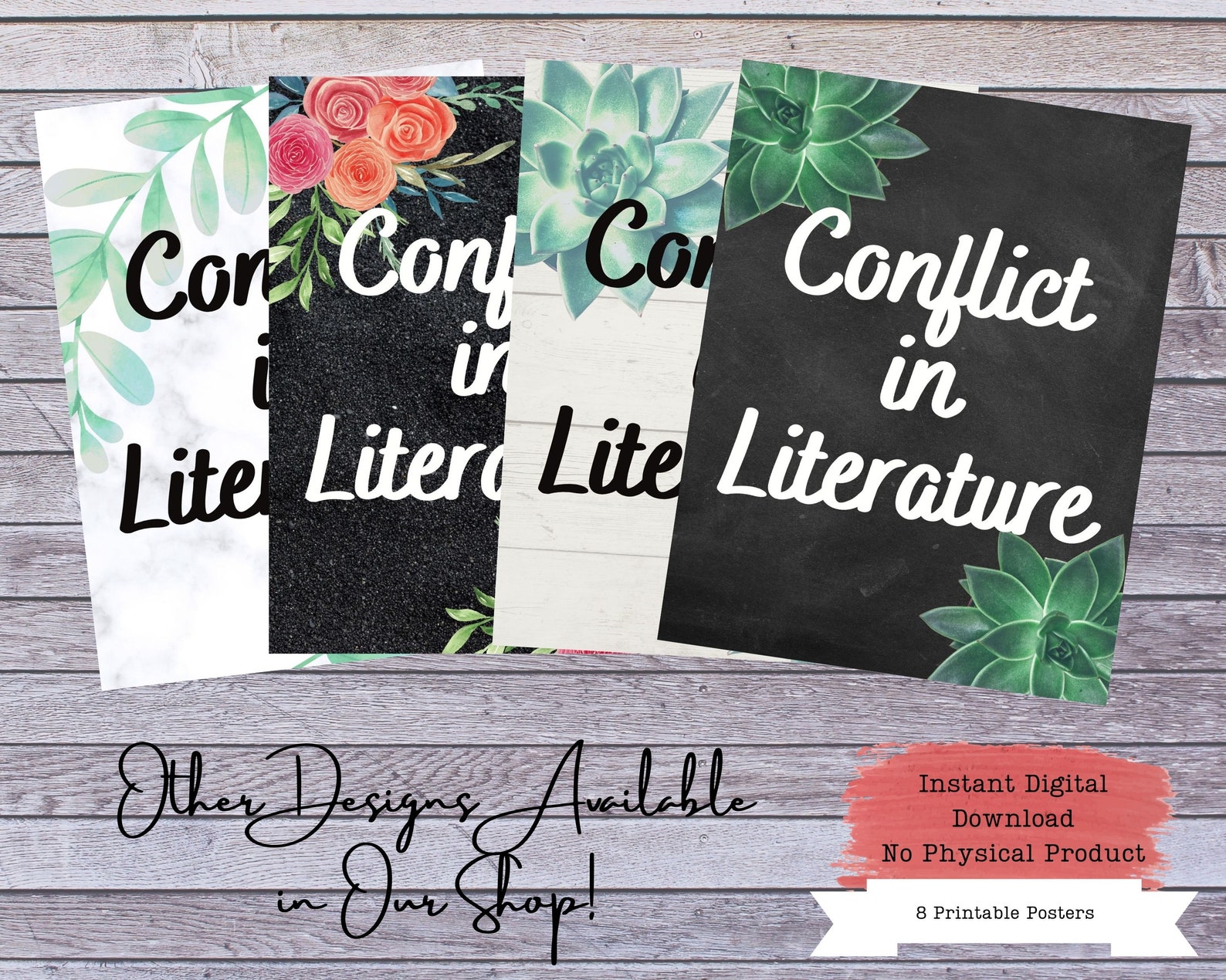 Conflict in Literature Printable Poster Set Literary Posters - Etsy