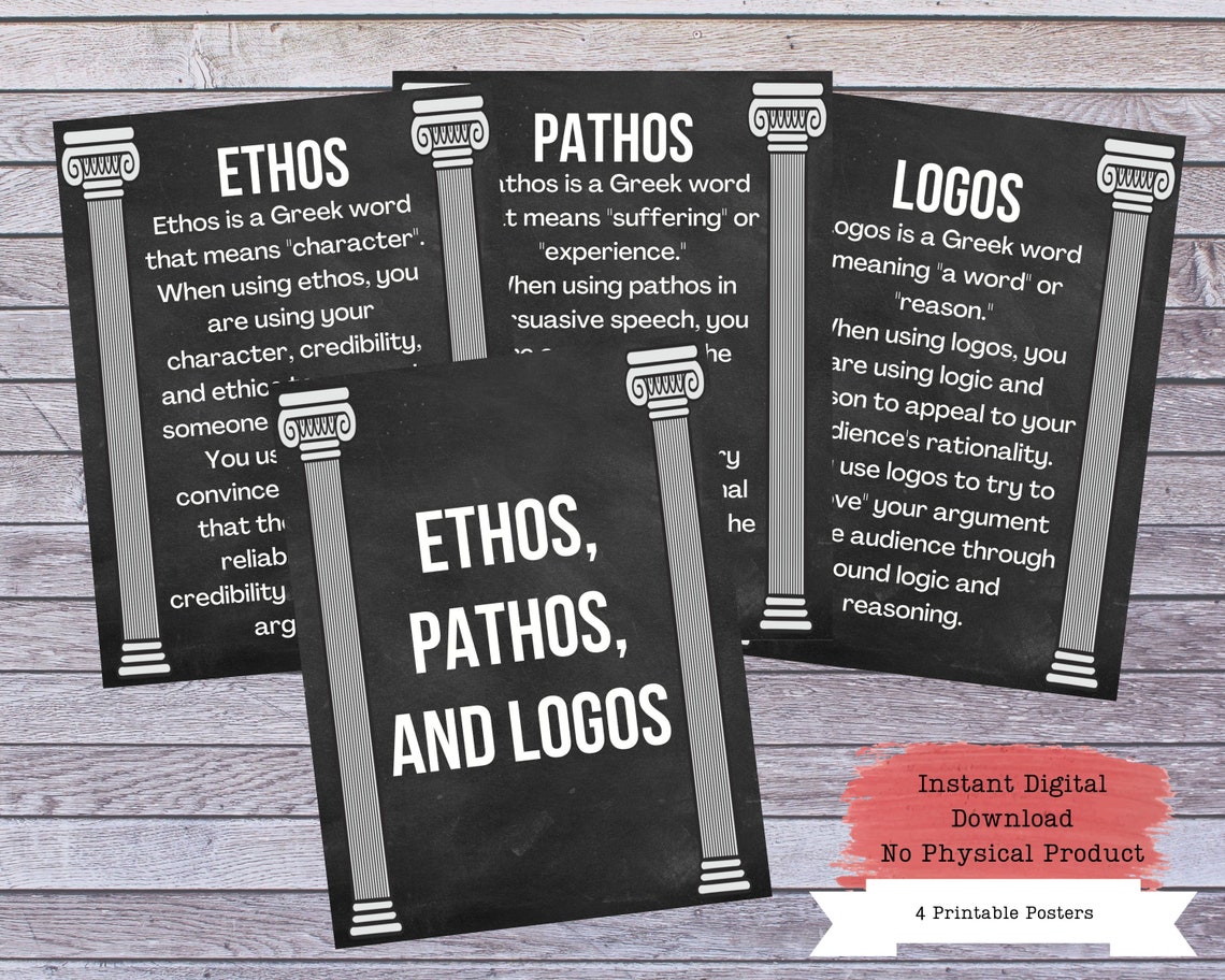 Ethos Pathos Logos Aristotle Poster Essay Writing Classroom - Etsy