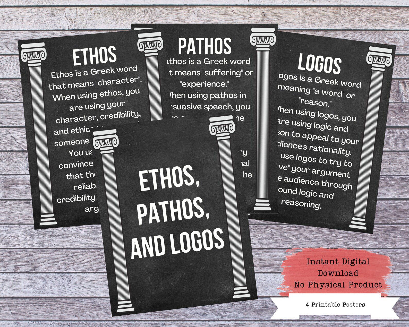 Ethos Pathos Logos Aristotle Poster Essay Writing Classroom - Etsy