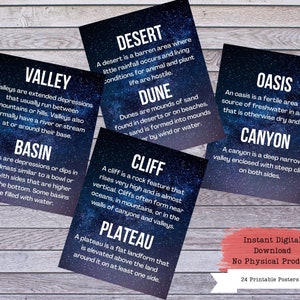 Geography Landforms Printable Poster Set, Geography Classroom Decor ...