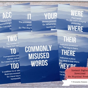 Printable Poster Set, English Posters, Classroom Decor, Grammar Poster ...