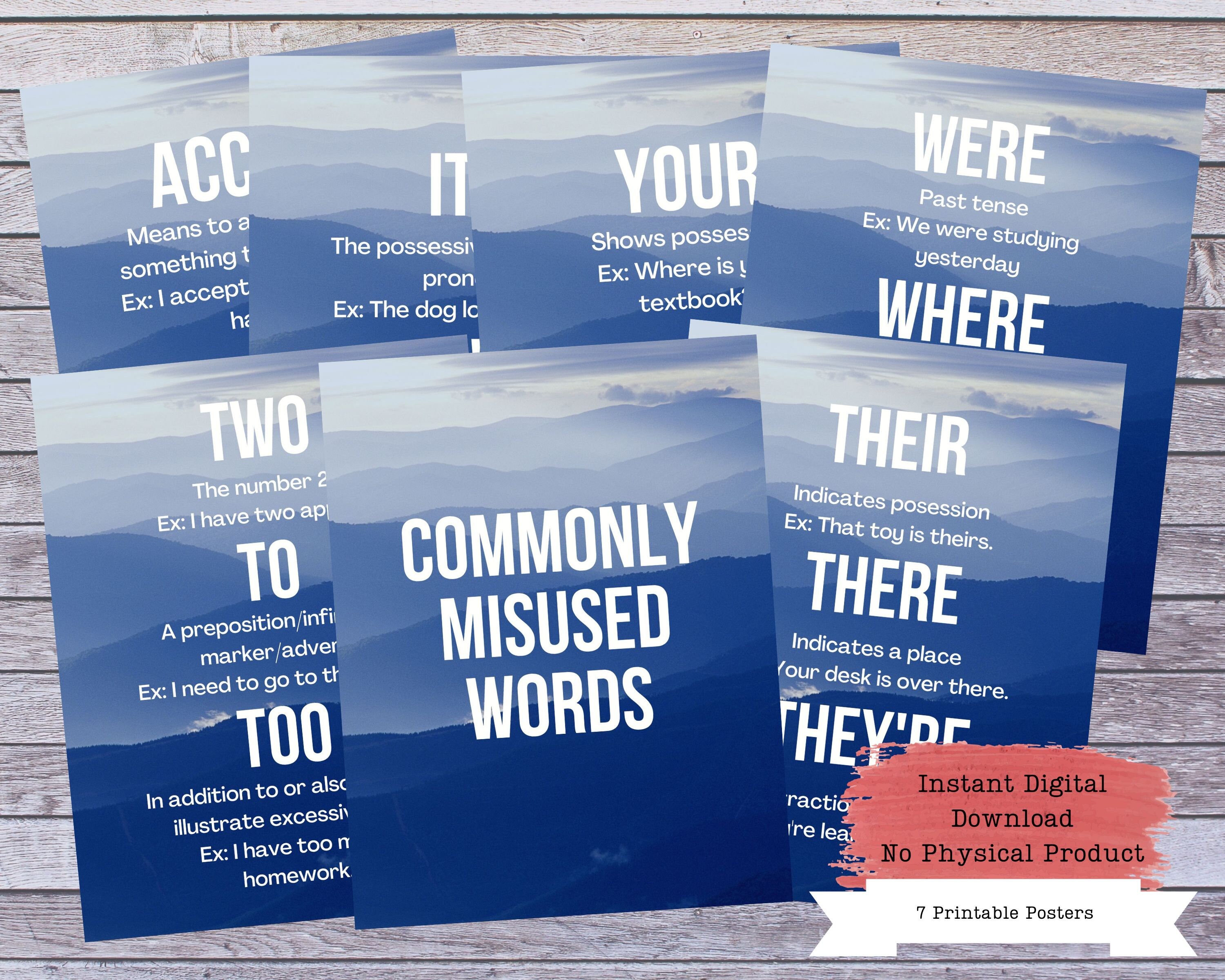 Printable Poster Set English Posters Classroom Decor - Etsy