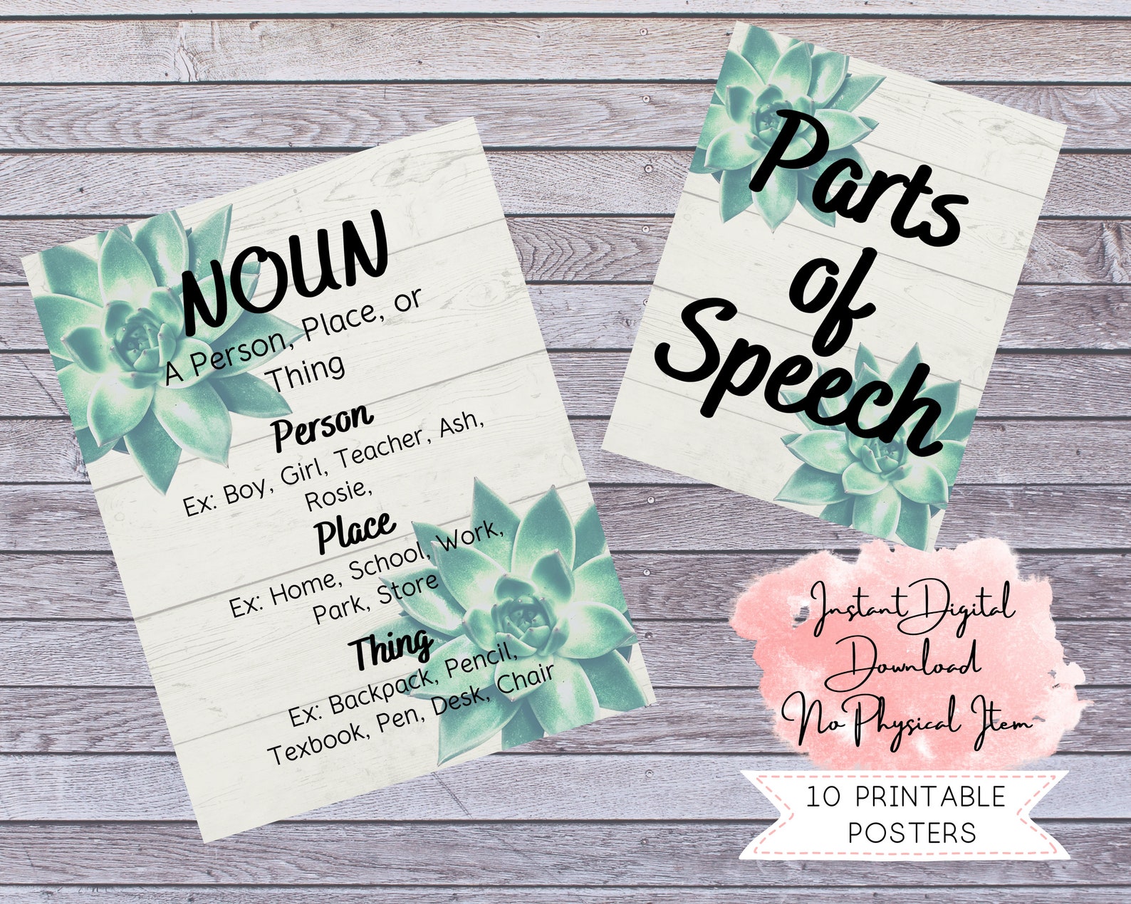 Printable Poster Set Parts of Speech Poster Printable ELA - Etsy