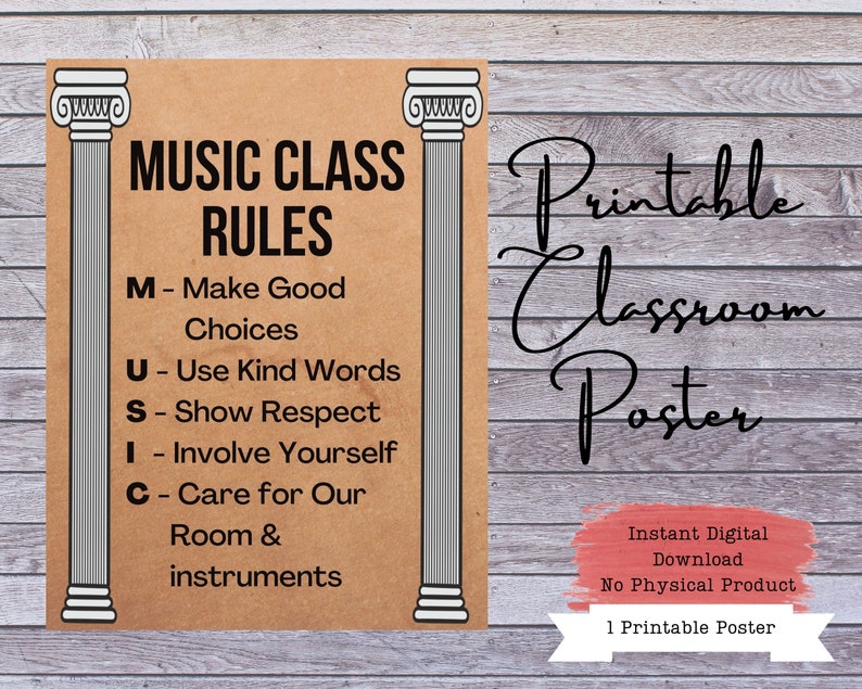 Music Class RULES, Music Poster Pack, Music Room Decor, Music Classroom ...