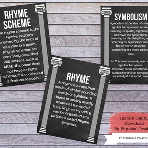 Poetry Printable Poster Set, Literary Devices, Literature Poster, High ...