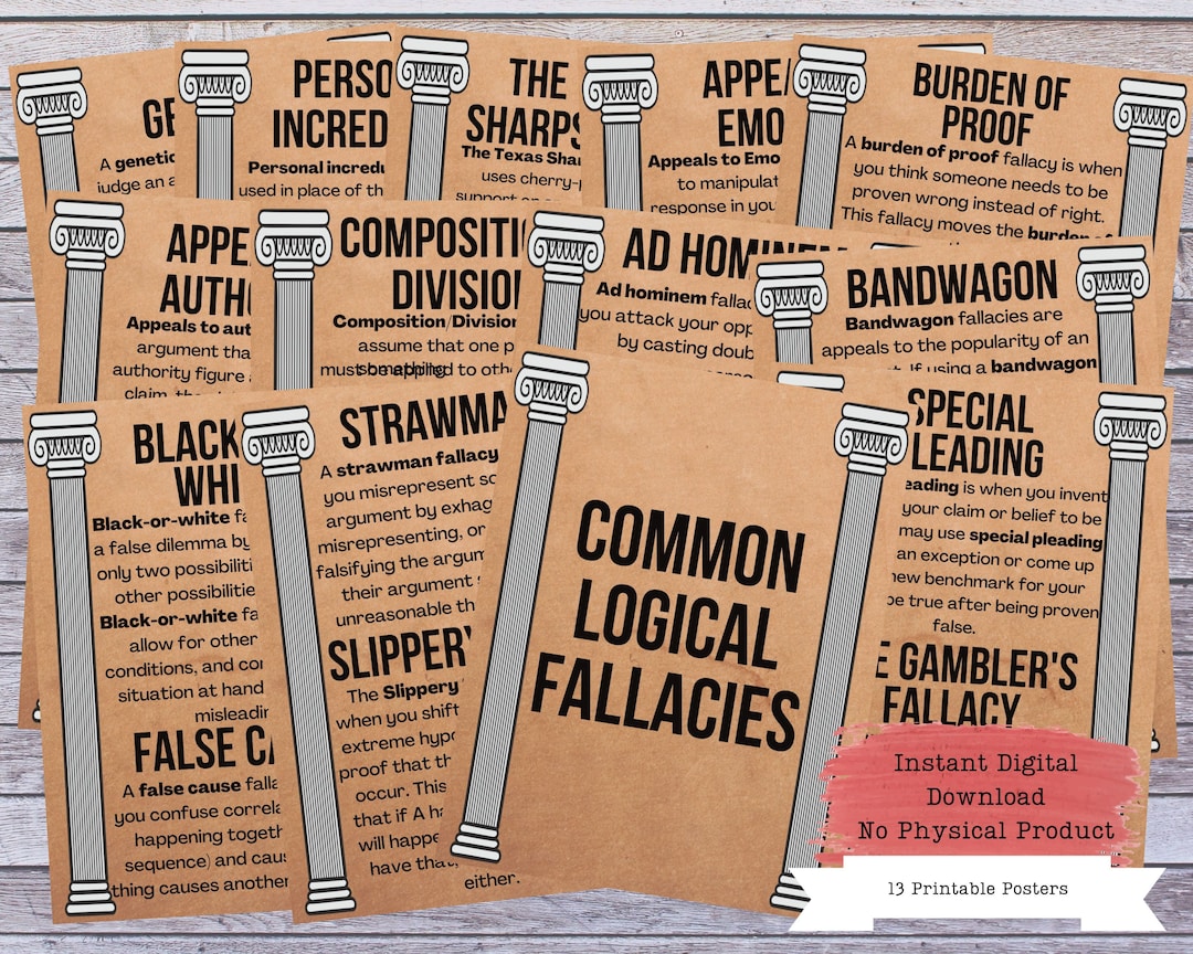 Logical Fallacies Printable Poster Set Fallacies Posters - Etsy