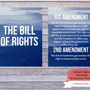 Bill of Rights Printable Poster Set, US Constitution Wall Art, US ...