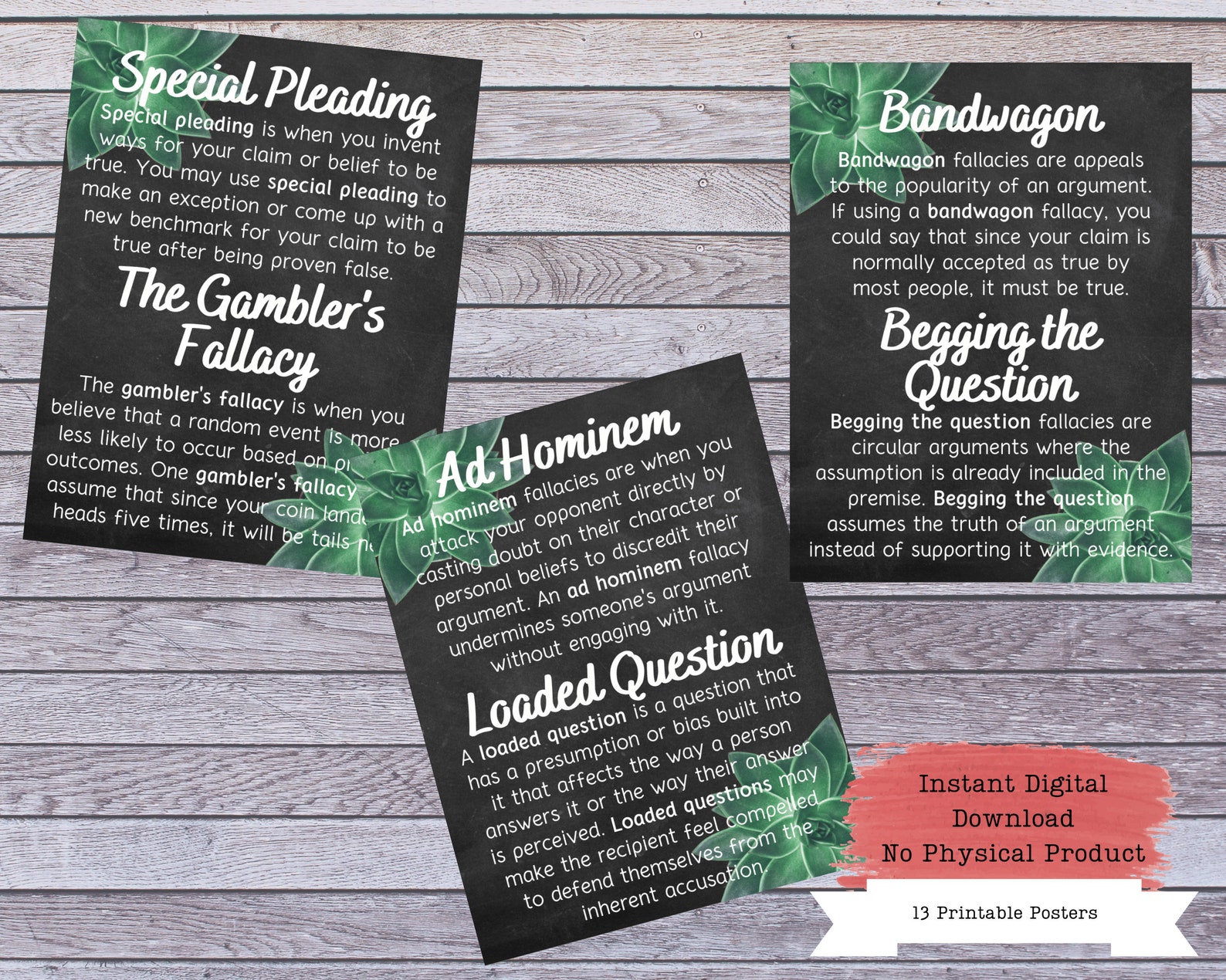 Logical Fallacies Printable Poster Set Fallacies Posters - Etsy