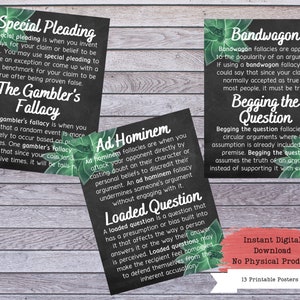 Logical Fallacies Printable Poster Set, Fallacies Posters, Debate Coach ...