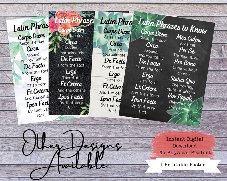 Latin Phrases Latin Poster Classroom Posters Classroom - Etsy