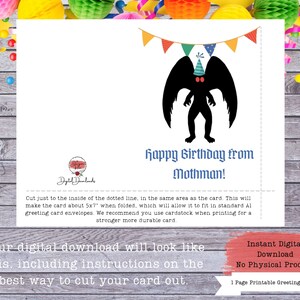 Mothman, Cryptid Birthday, Cryptid Cards, Printable Cards, Cryptid Gift ...