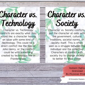 Conflict in Literature Printable Poster Set, Literary Posters ...