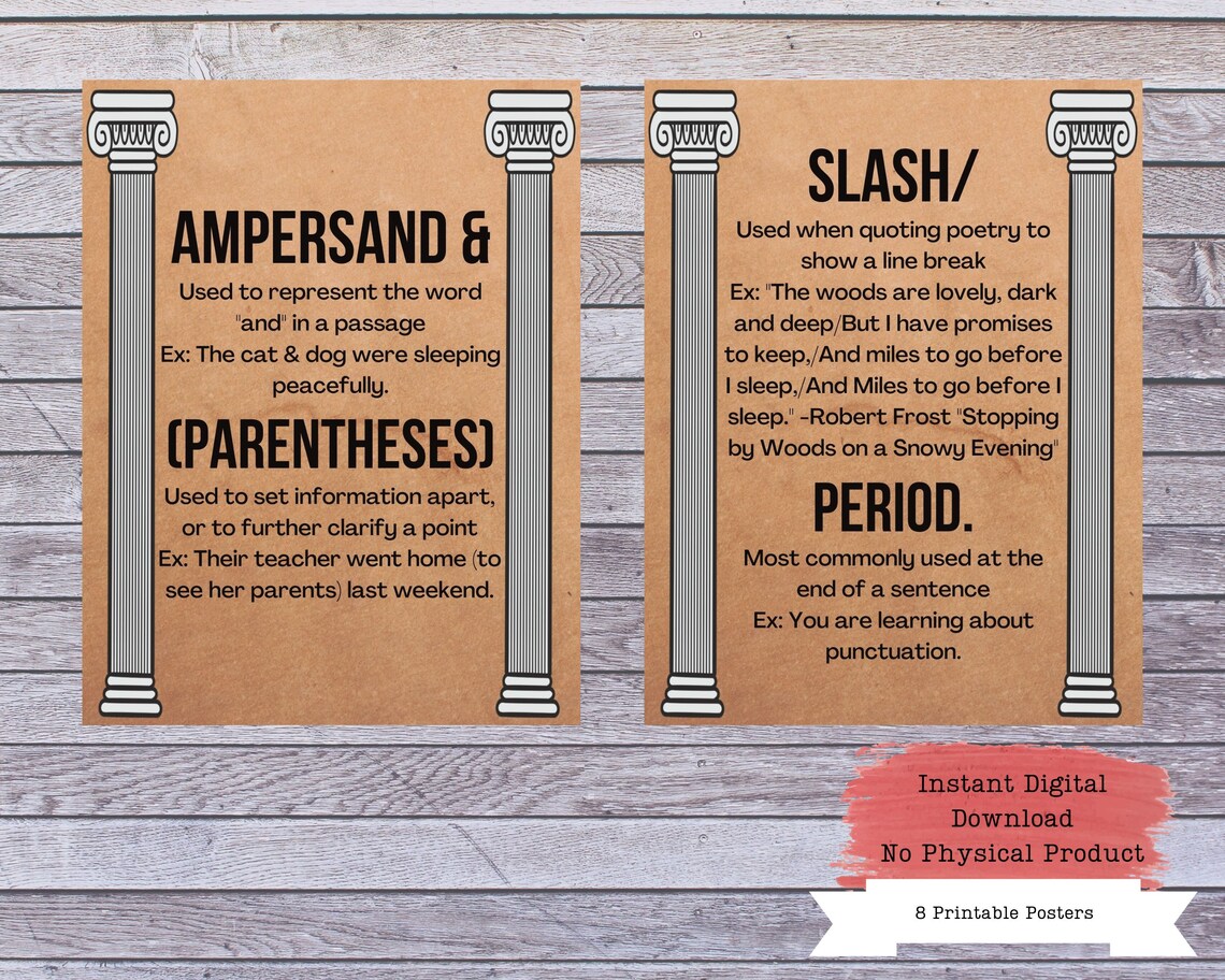 Printable ELA Poster, Punctuation Poster, English Teacher, Classroom ...