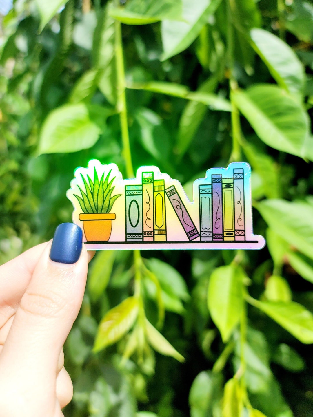 3 Inch Bookshelf Sticker, Holographic Sticker, Book Stickers, Reading ...