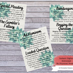 Logical Fallacies Printable Poster Set, Fallacies Posters, Debate Coach ...