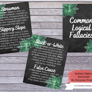 Logical Fallacies Printable Poster Set, Fallacies Posters, Debate Coach ...