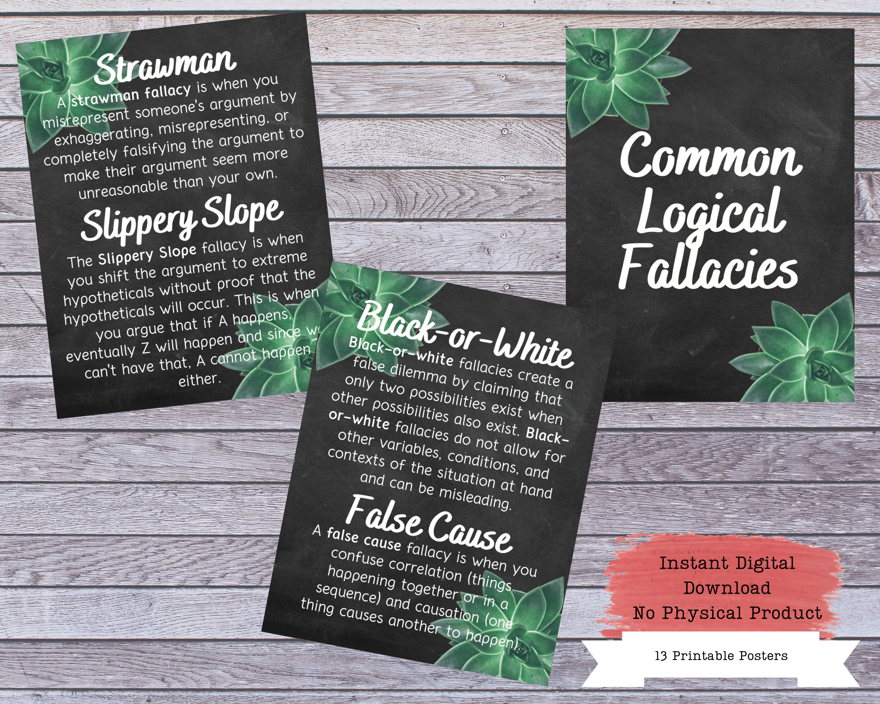 Logical Fallacies Printable Poster Set Fallacies Posters - Etsy