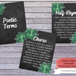 Poetry Terms Printable Poster Set, Literary Devices, Literature Poster ...