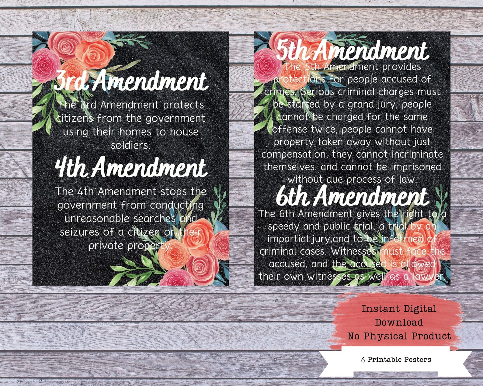 Bill of Rights Printable Poster Set US Constitution Wall Art - Etsy