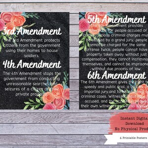 Bill of Rights Printable Poster Set, US Constitution Wall Art, US ...